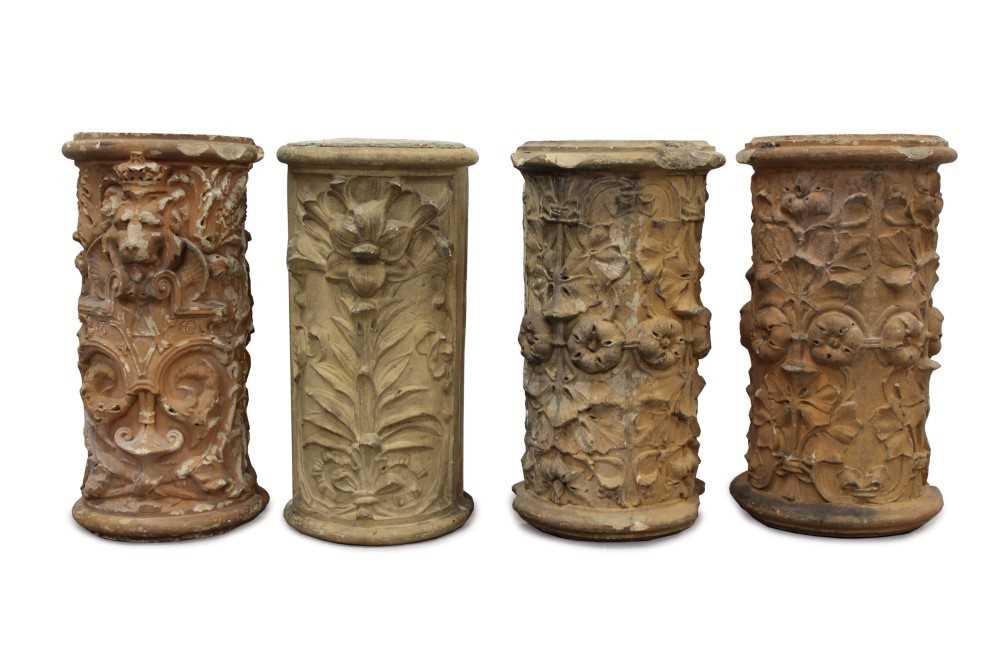 Lot 1261 - Set of four Victorian terracotta pillars