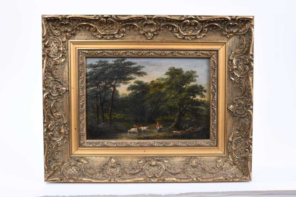 Lot 1194 - Robert Burrows oil on panel - cattle