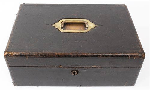 Lot 190 - Victorian black leather-covered dispatch box
