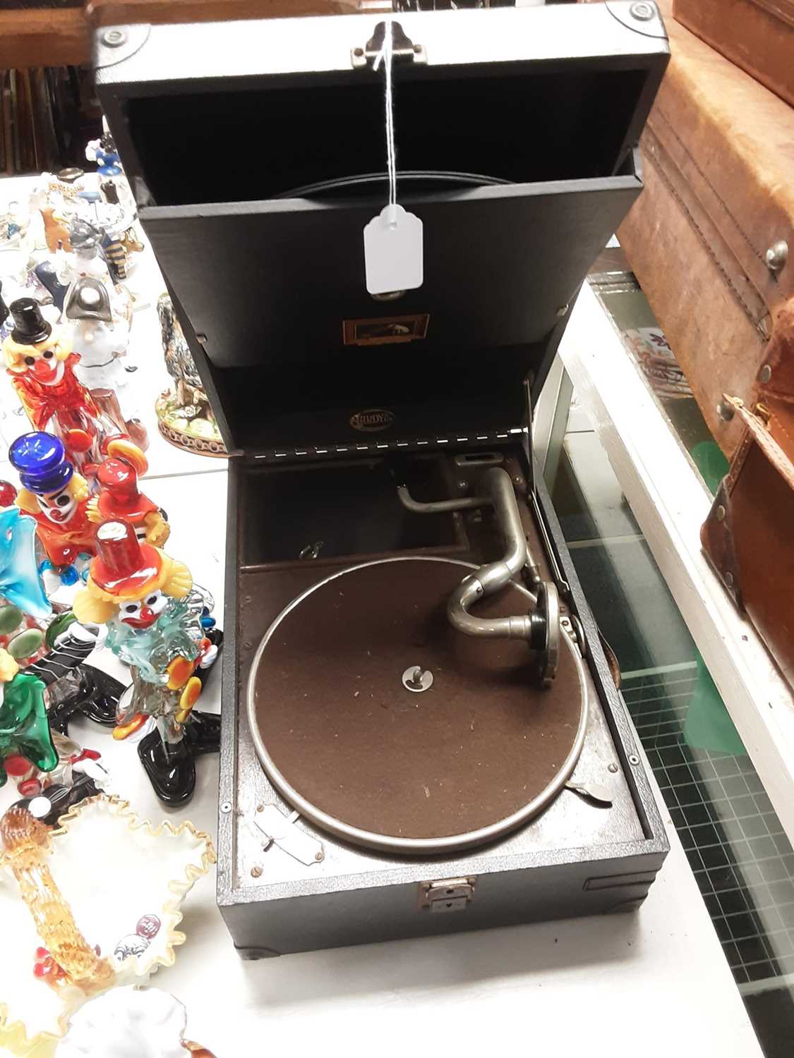 Lot 271 - HMV wind up portable gramophone in black