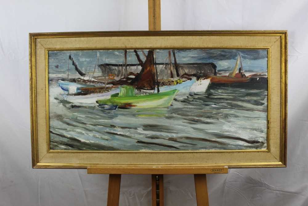 Lot 121 - James Forsyth oil on board- Cornish Fishing
