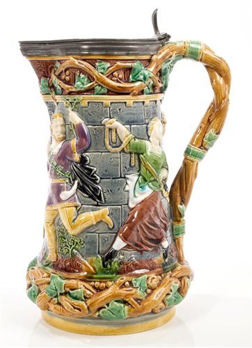 Lot 313 - Victorian Minton Majolica tower jug with
