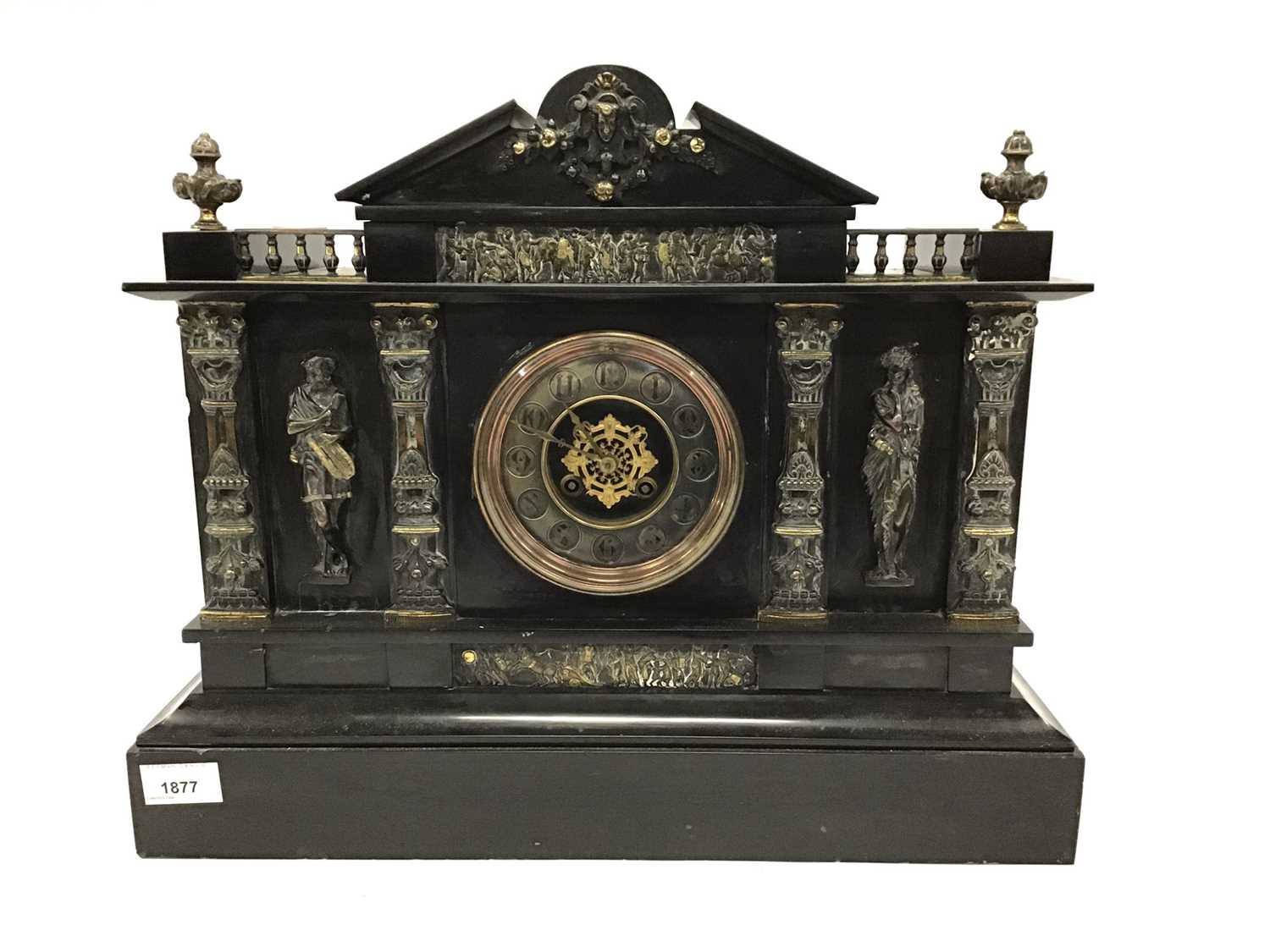 Lot 1877 - Antique slate clock