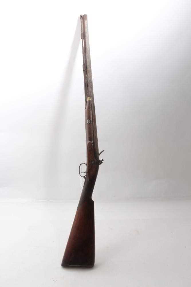 Lot 376 - English flintlock sporting gun with inset