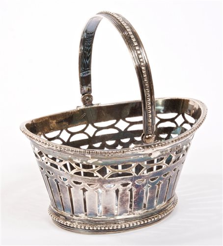 Lot 419 - 19th century Dutch silver basket with swing