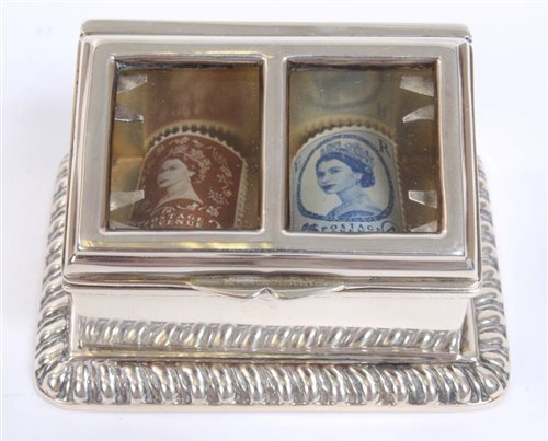 Lot 447 - Victorian silver two-compartment stamp box