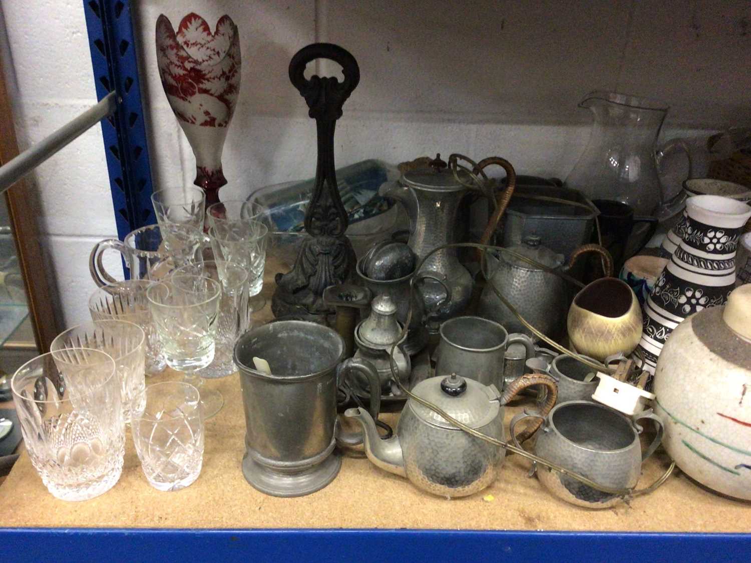 Lot 251 - Sundry items, including glassware, pewter,