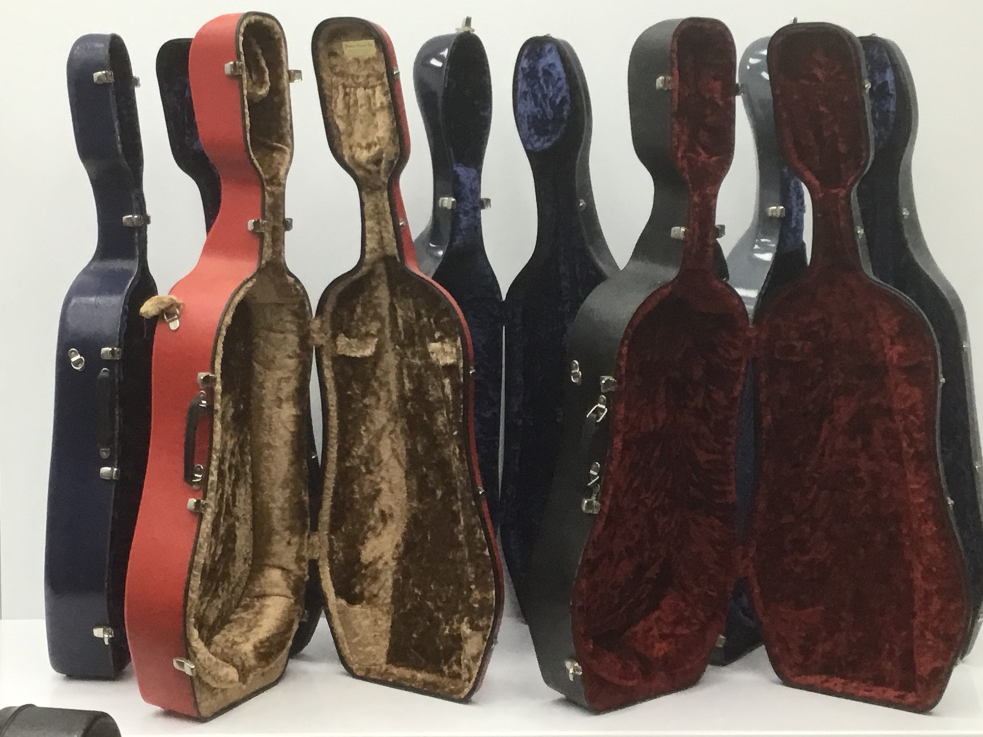 Lot 157 Five Full Size Cello Hard Cases Lot 157 Five Full Size Cello Hard Cases