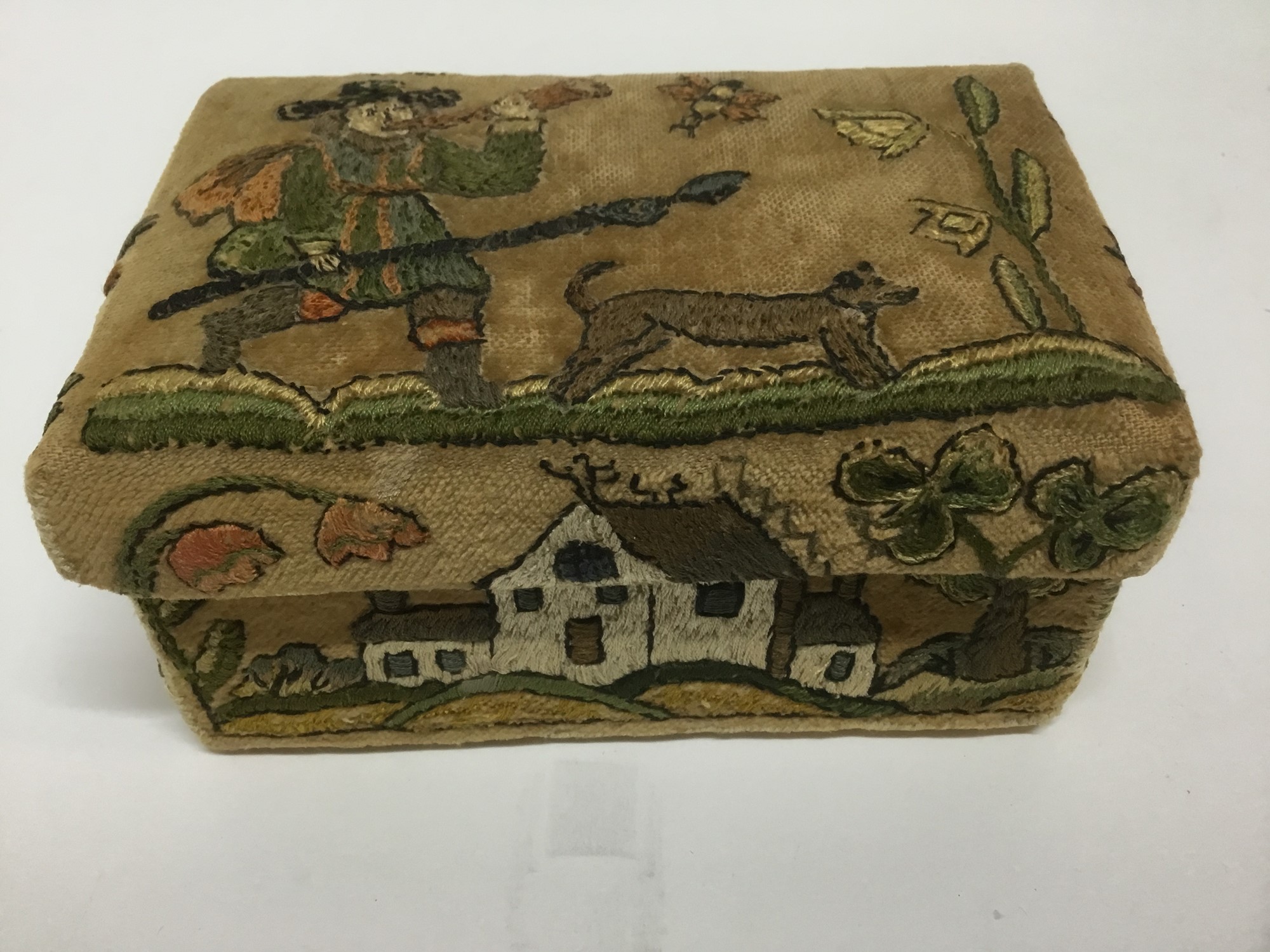 Lot 359 - 17th century style embroidered box