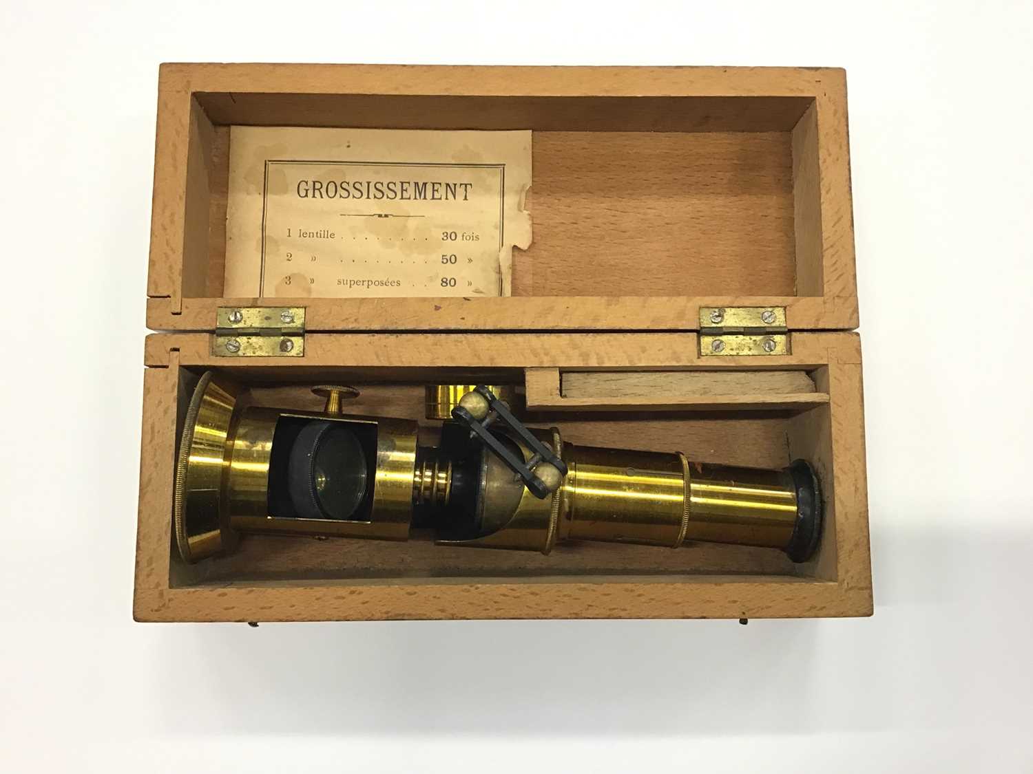 Lot 2024 - Three Miniature Antique Brass Microscopes