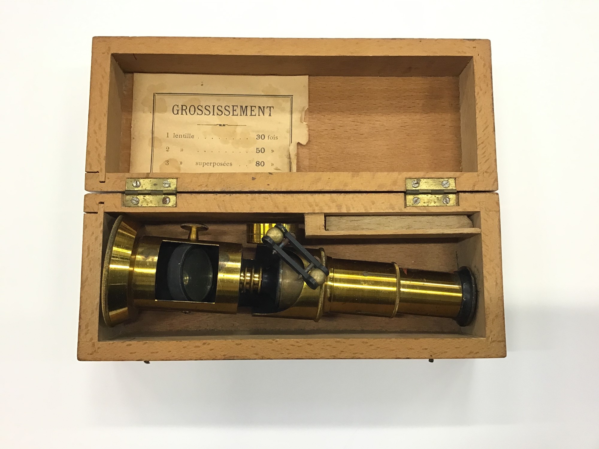 Lot 2024 - Three Miniature Antique Brass Microscopes