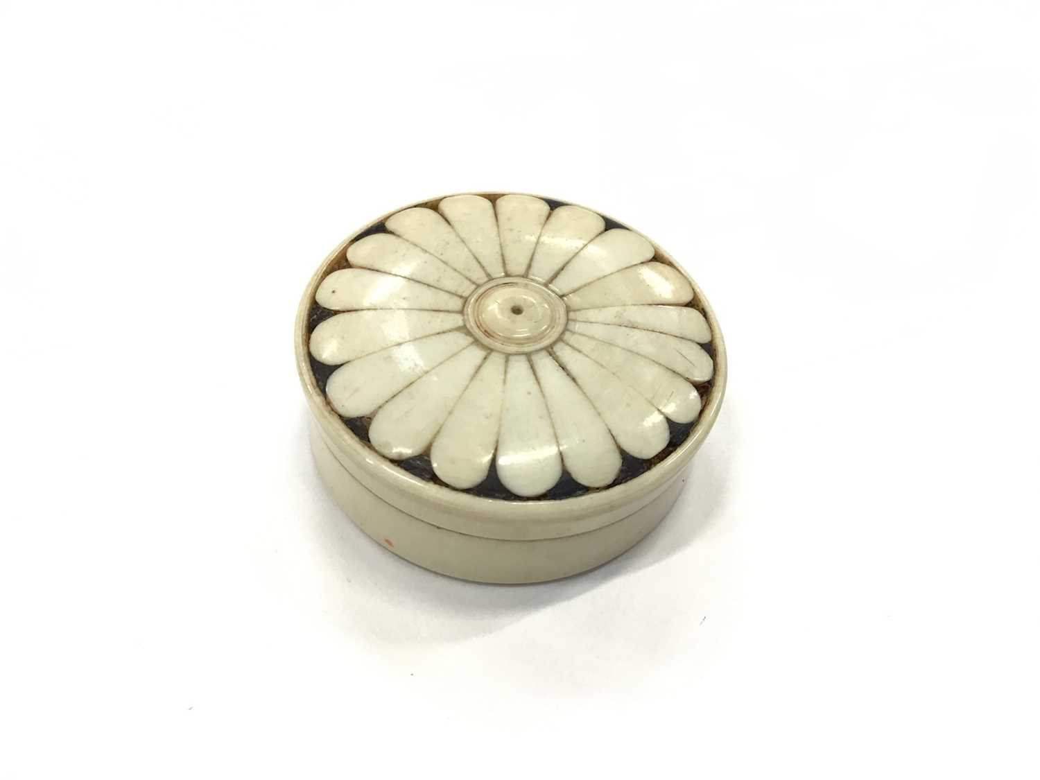 Lot 2040 - 19th Century Ivory and treen snuff box of