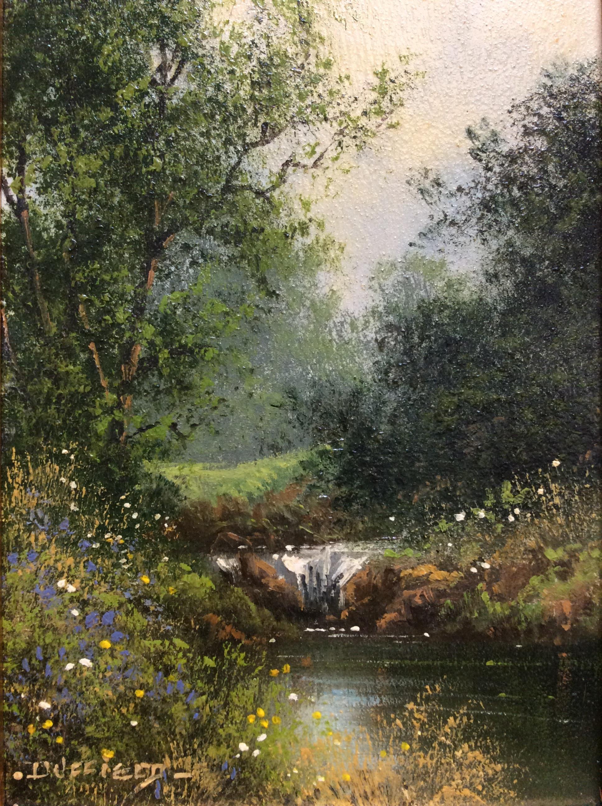 Lot 141 - Peter Duffield oil on board- Waterfall