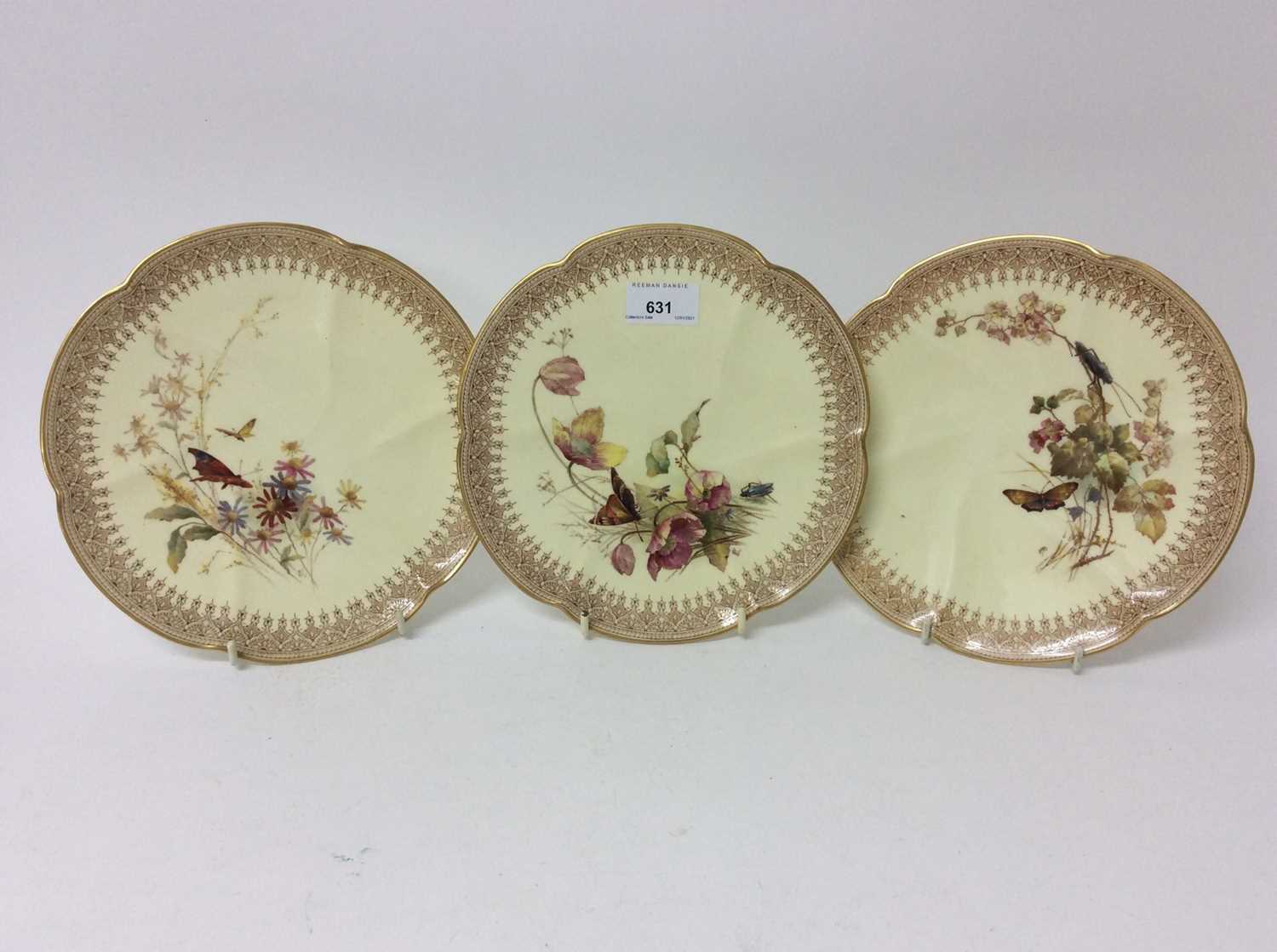 Lot 631 - Three Royal Worcester blush ivory dishes