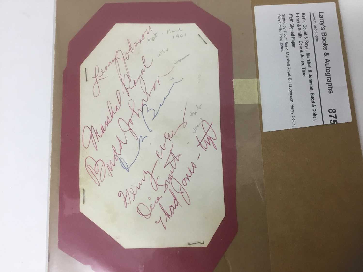 Lot 787 - Autographs of Count Basie, Marshall Royal,