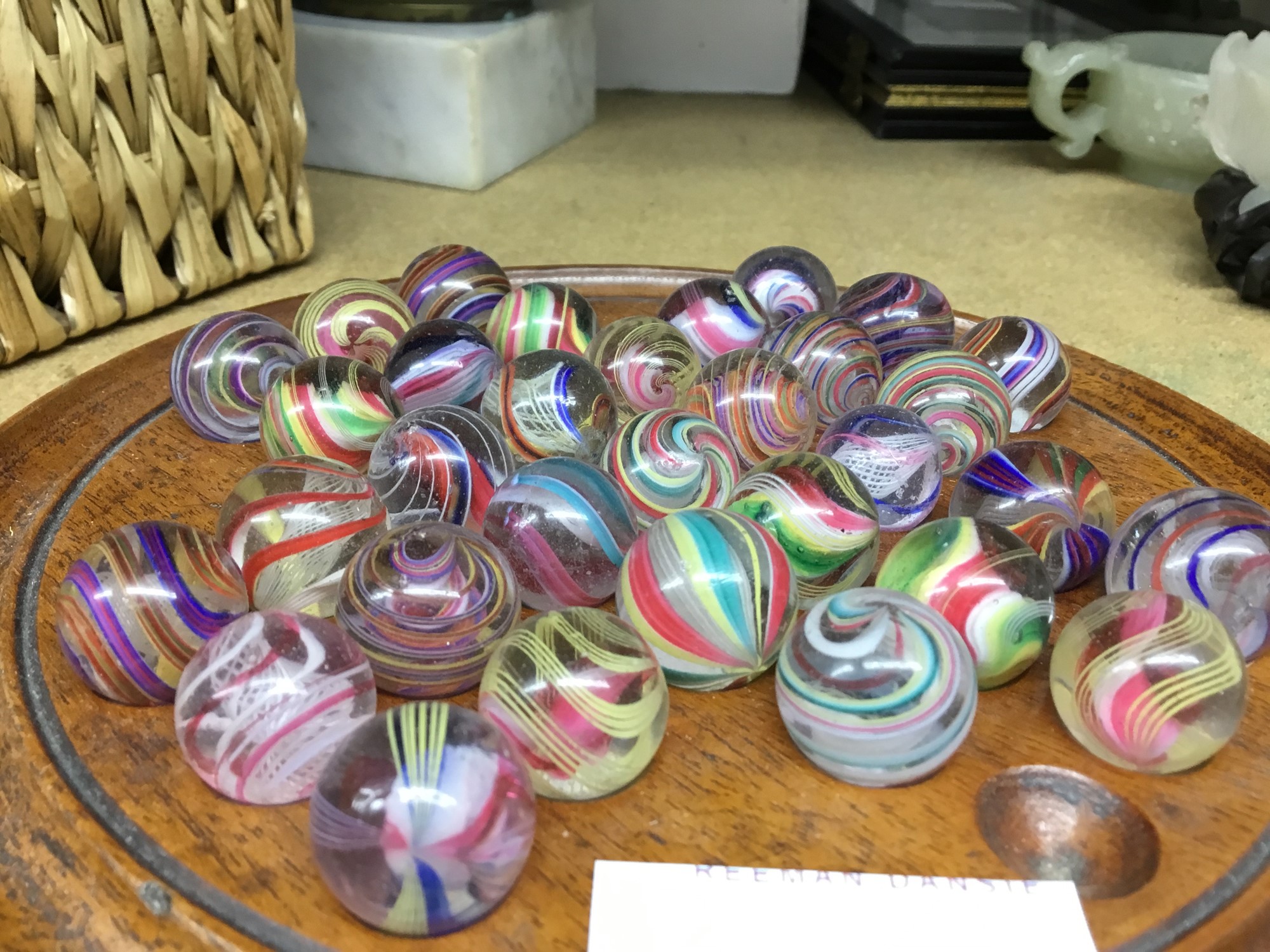 Lot 464 - Victorian glass marbles on a solitaire board