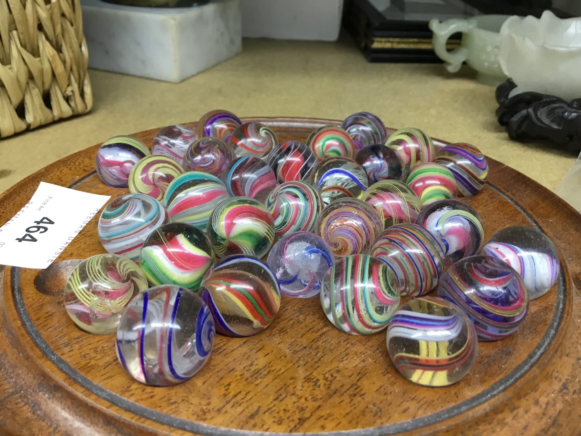 Lot 464 - Victorian glass marbles on a solitaire board