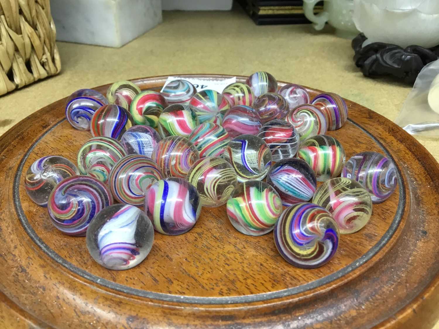 Lot 464 - Victorian glass marbles on a solitaire board