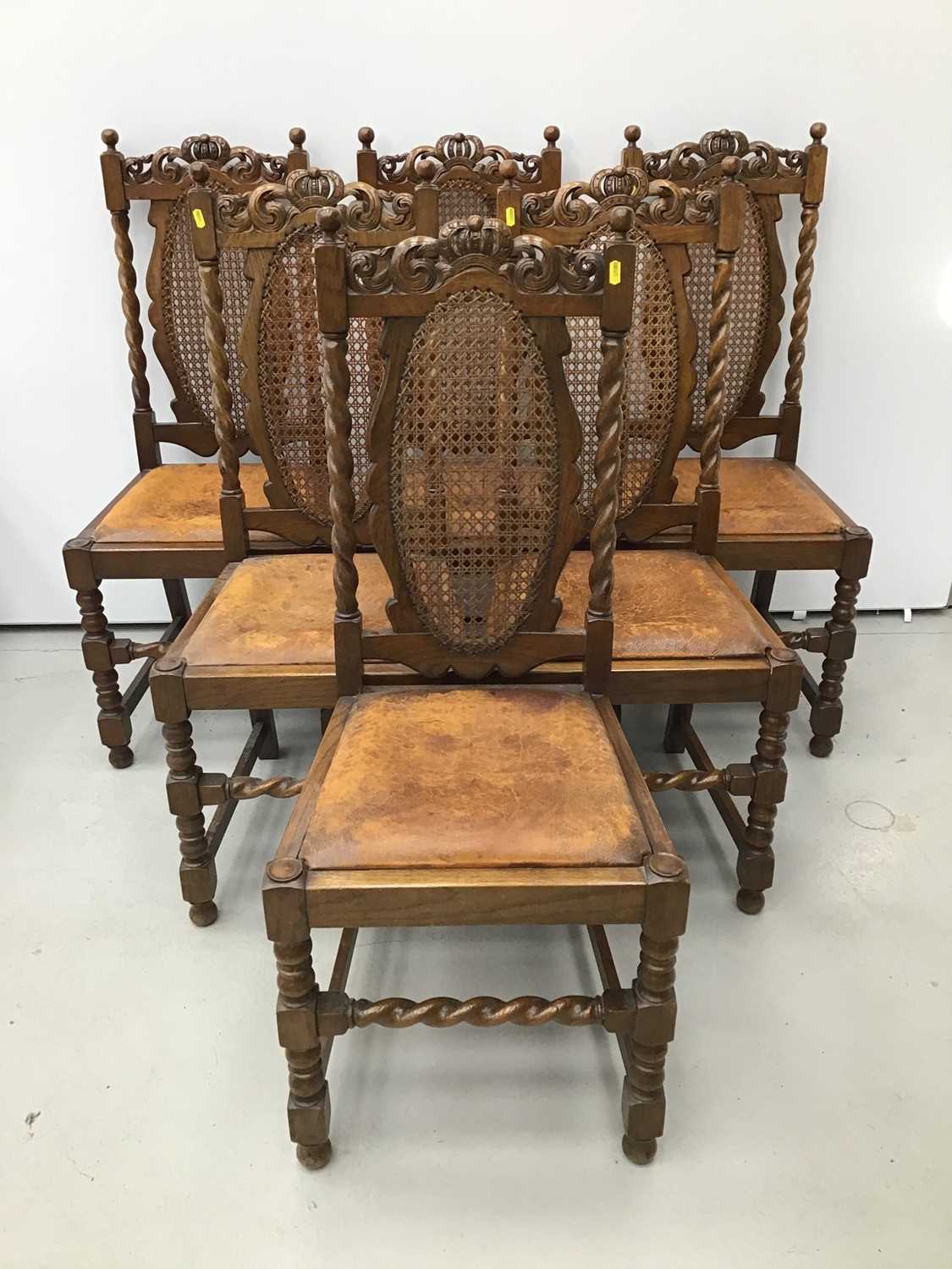 Lot 137 - Long set of twelve Carolean style caned