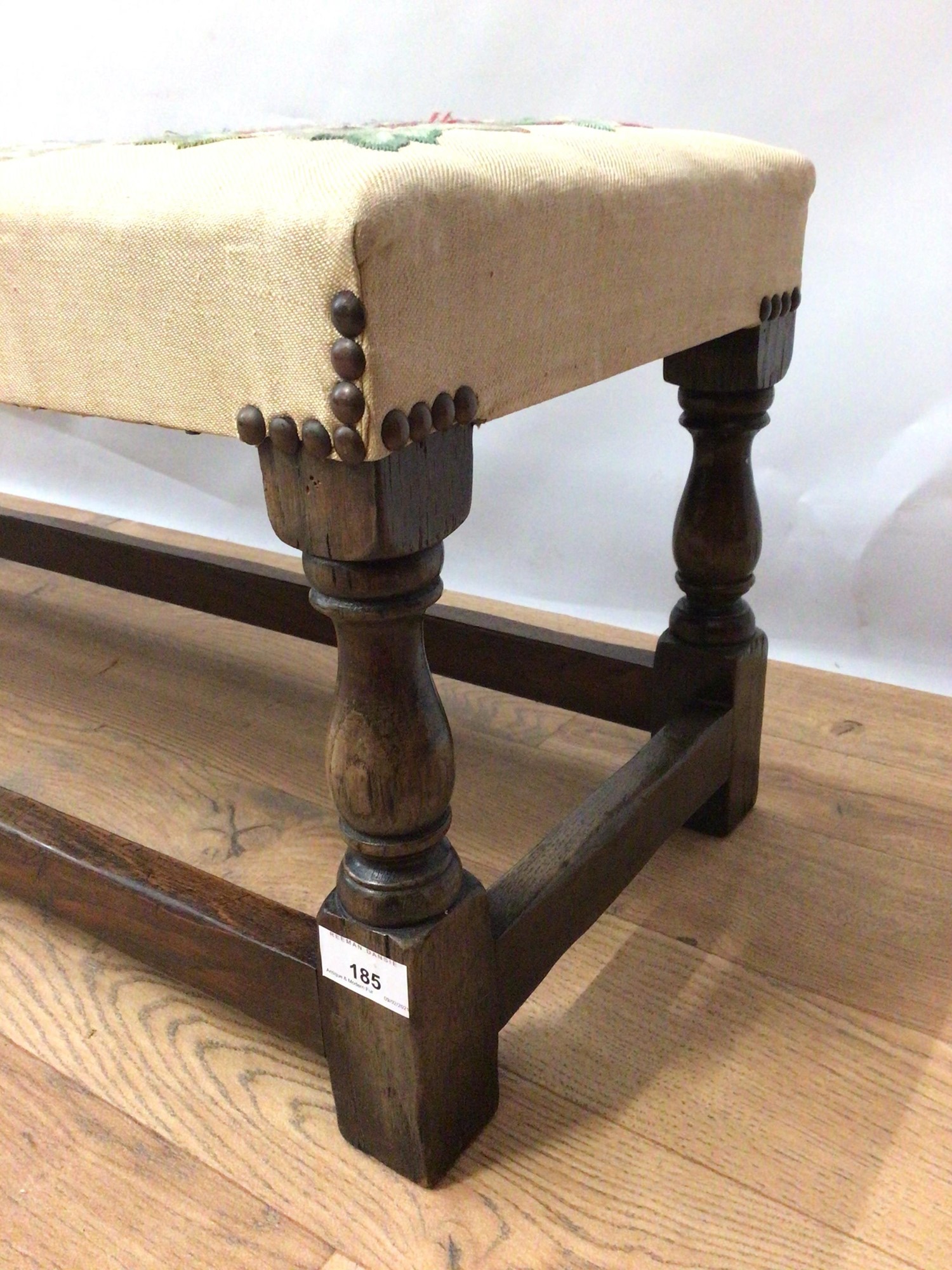 Lot 185 - 1920s long stool with fine silk embroidery