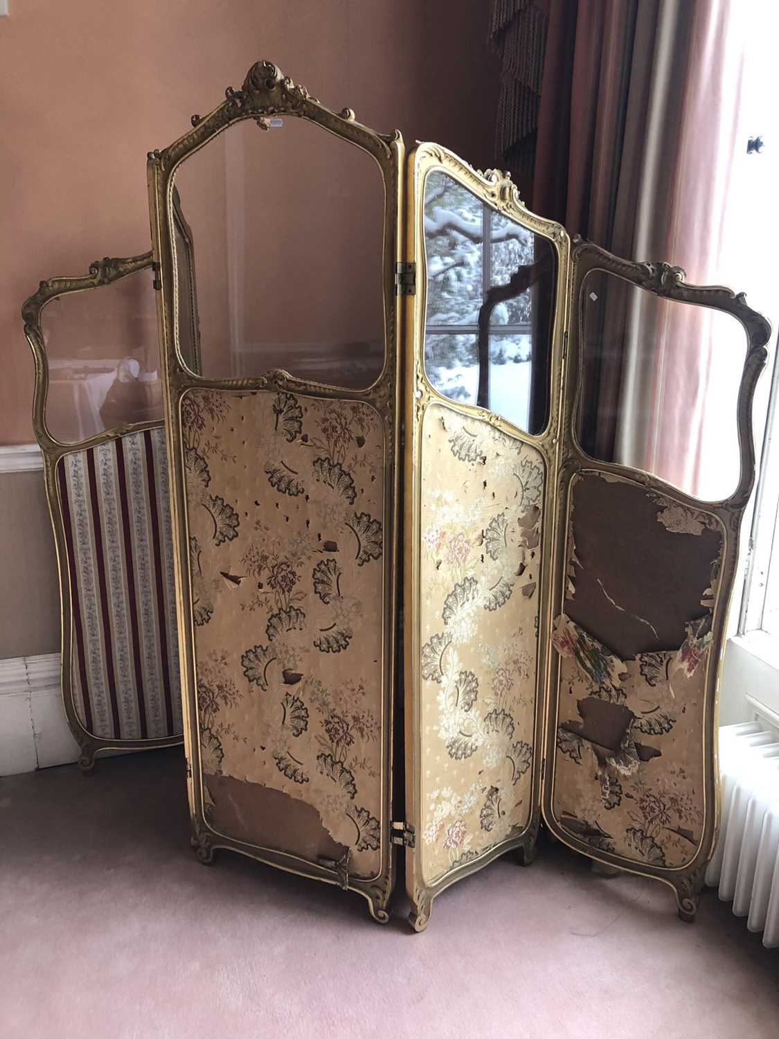 Lot 925 - Late 19th century French rococo five fold