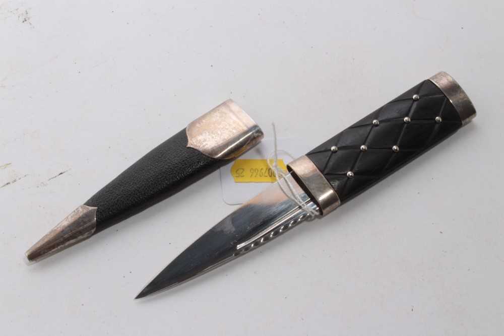 Lot 923 - Scottish Skean dhu dagger with silver mounts,