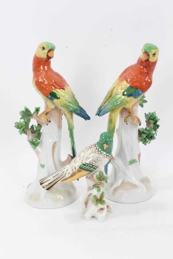 Lot 119 - Pair of Dresden porcelain parrots