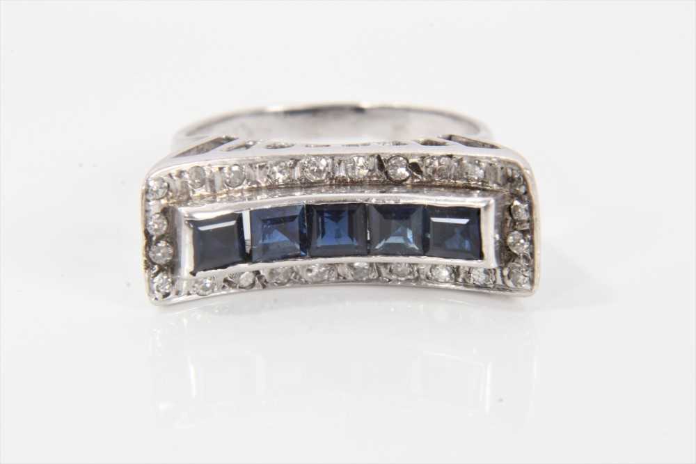 Lot 282 - Sapphire and diamond cocktail ring, the