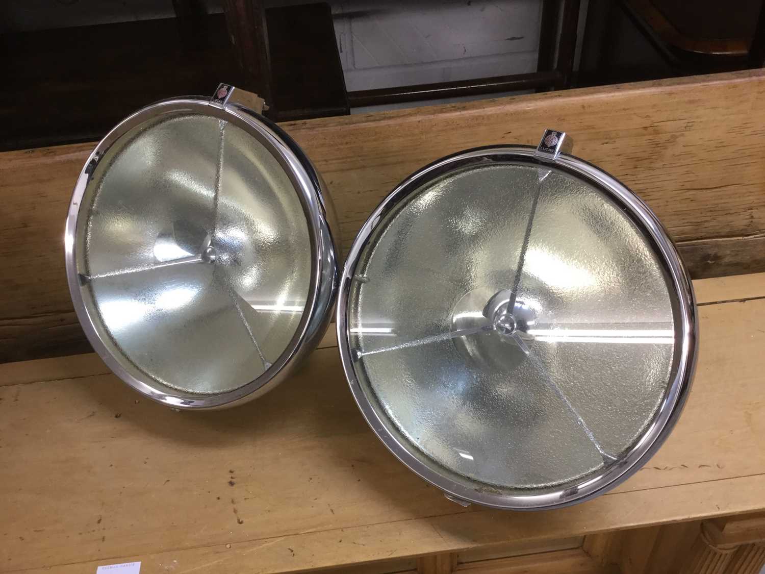 Lot 1249 - Pair 1940s/50s Lucas P100L headlamps in