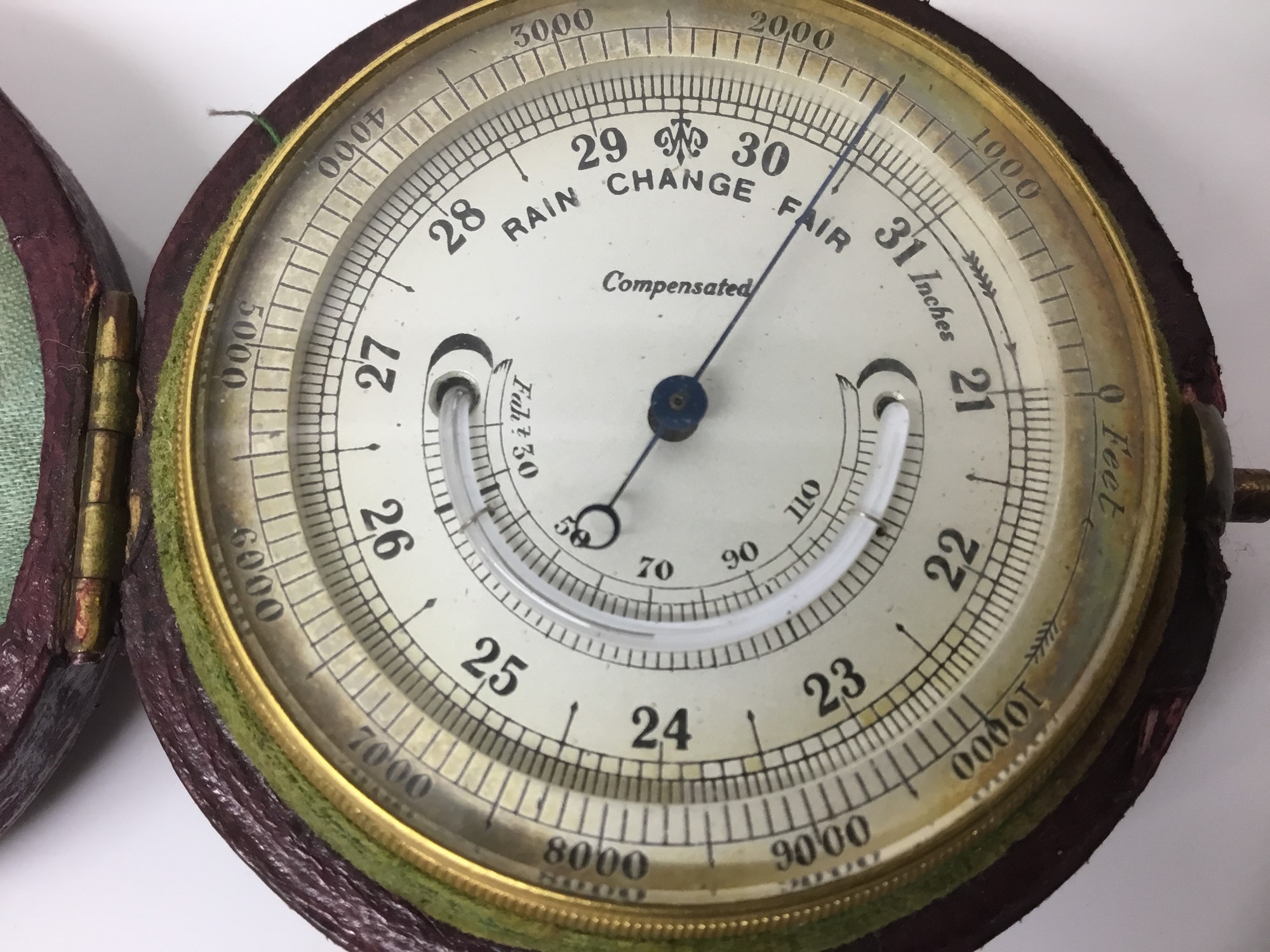 Lot 1075 - Early 20th century brass pocket barometer