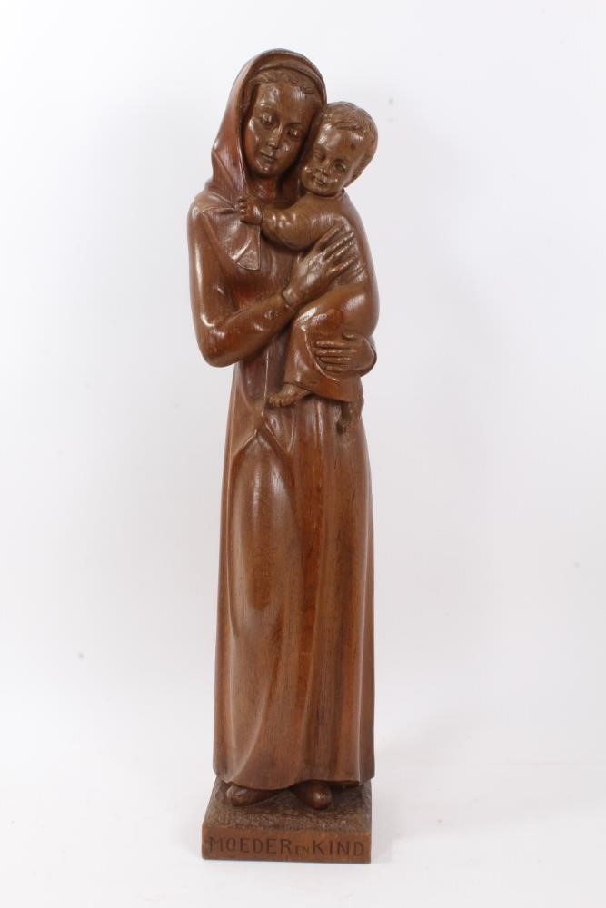 Lot 847 - Carved Dutch wooden sculpture - mother and