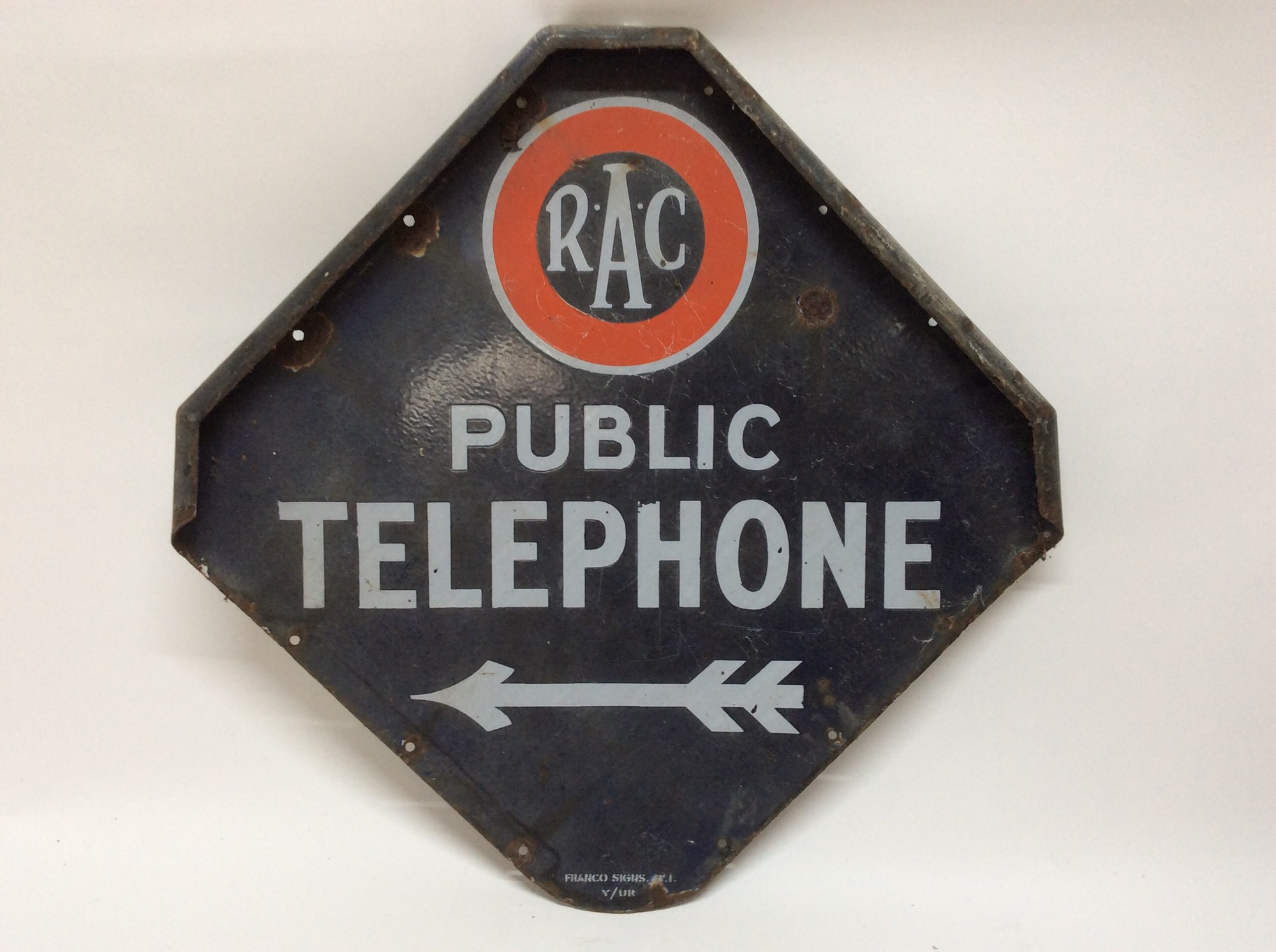 Lot 1209 - Vintage RAC 'Public Telephone' enamel sign,