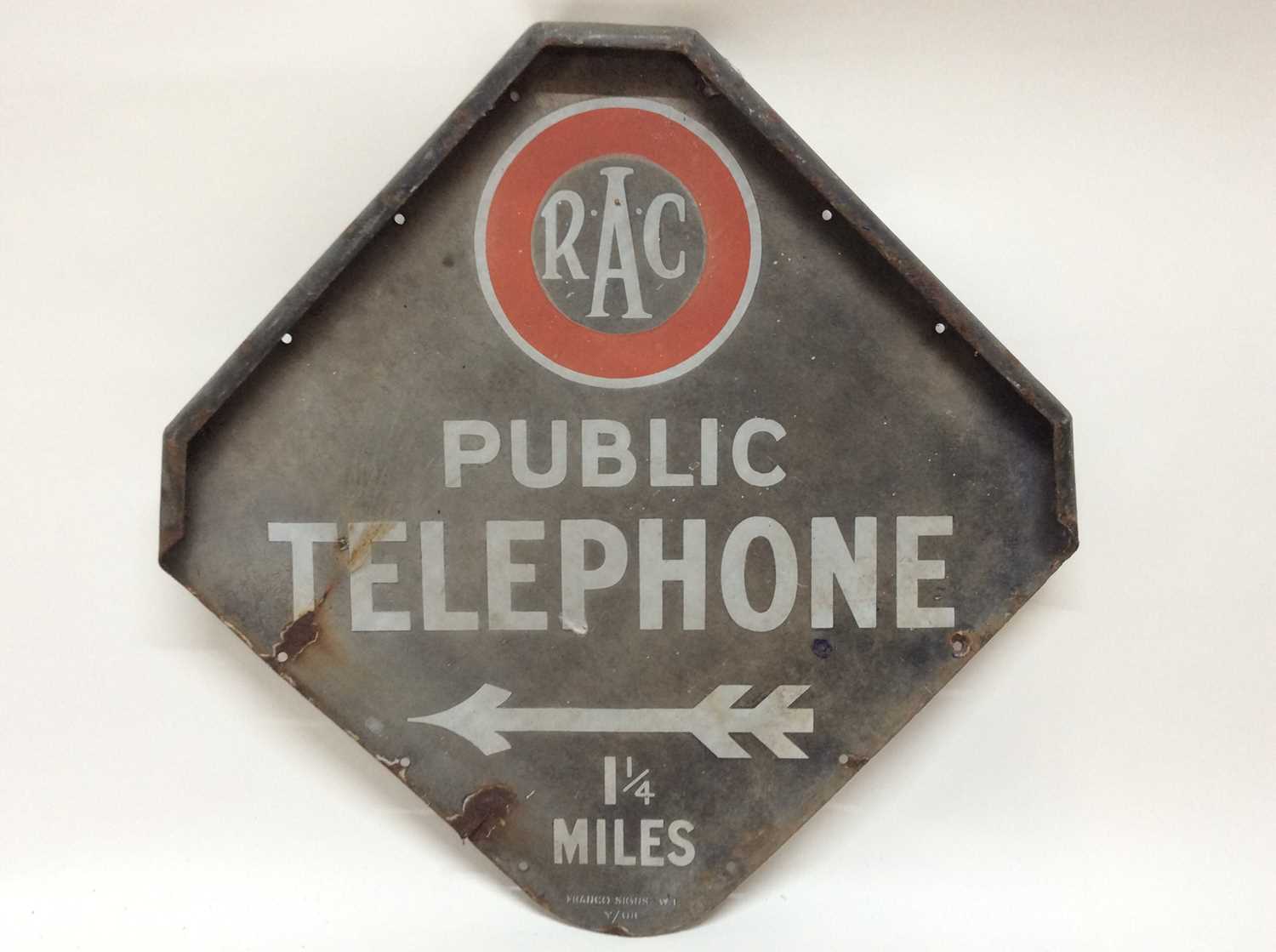 Lot 1206 - Vintage RAC 'Public Telephone 1 1/4 Miles'