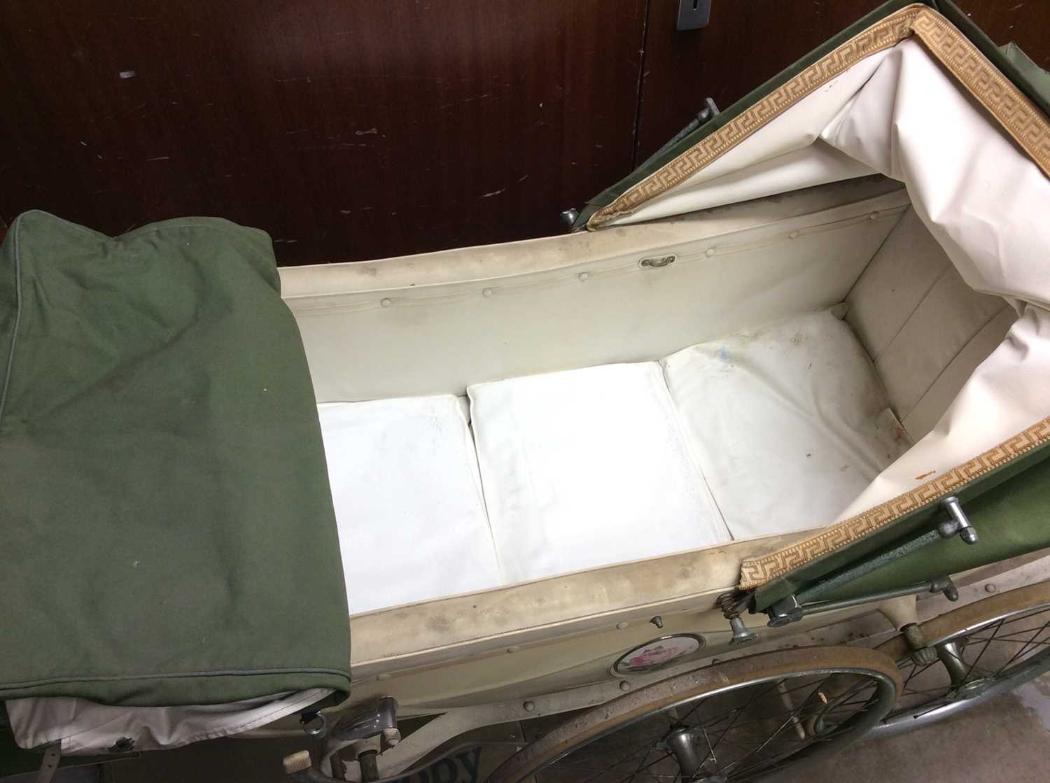 Lot 1123 - Vintage Wilson silver cross type pram in