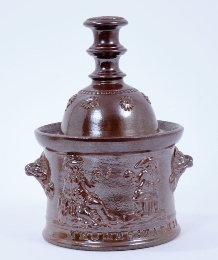 Lot 115 - Large salt glazed pottery tobacco jar,