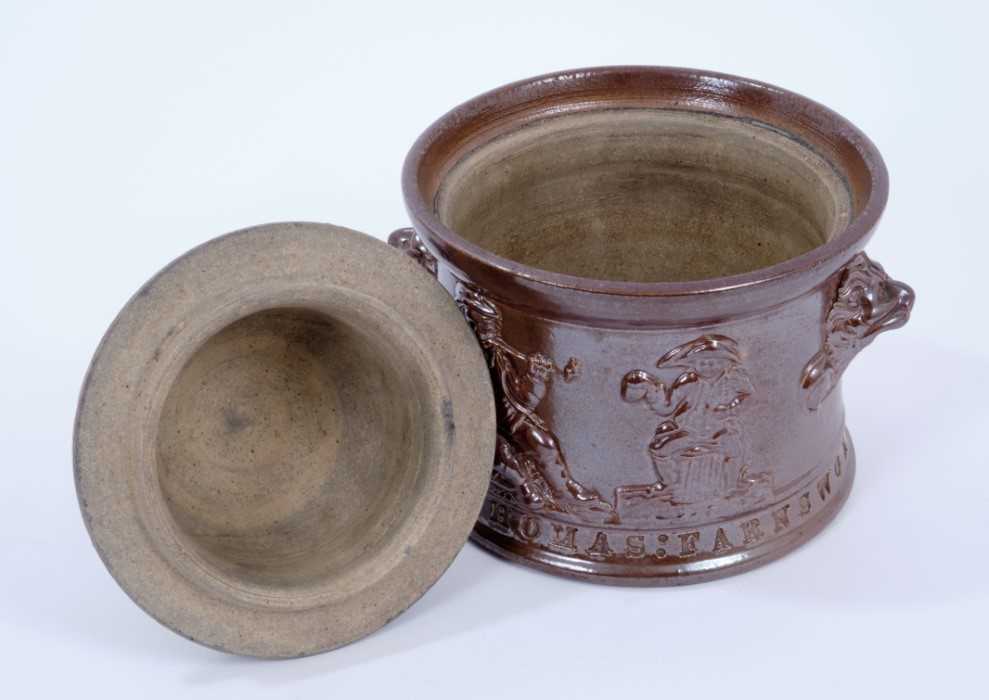 Lot 115 - Large salt glazed pottery tobacco jar,