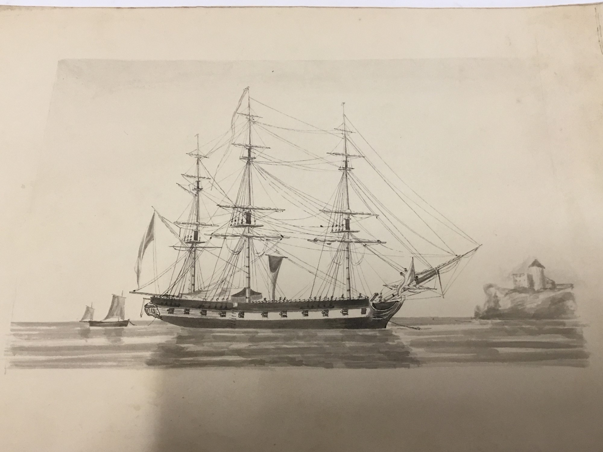 Lot 140 - A 19th century pen and ink drawing of a