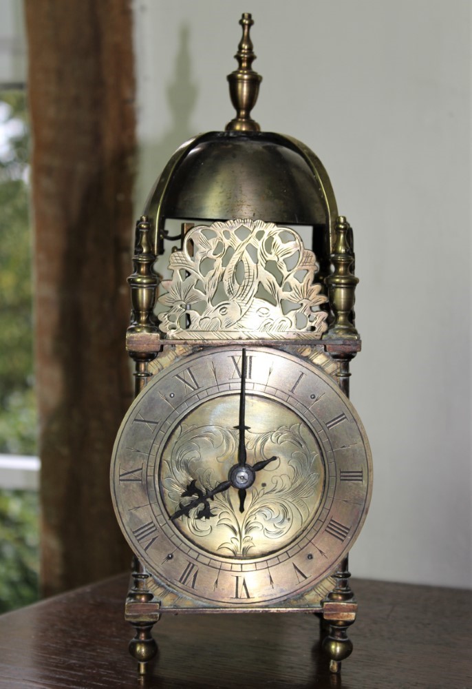 Lot 1561 - 17th century style brass lantern clock,