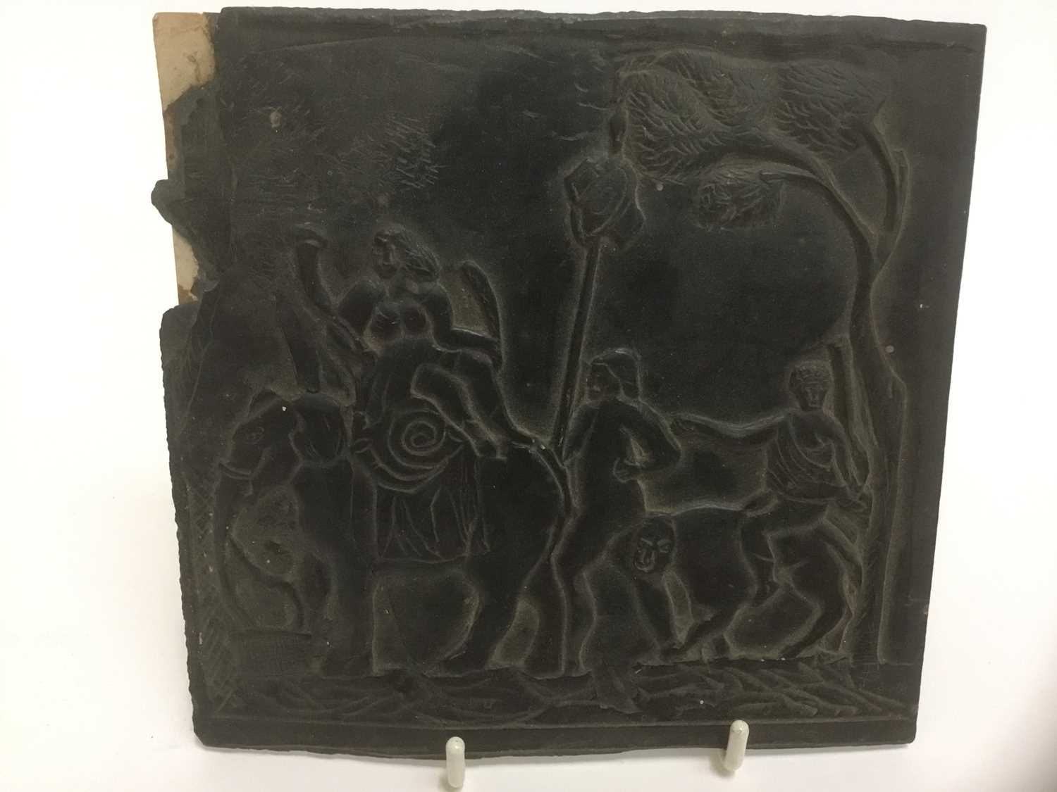 Lot 1747 - Rare 19th century carved slate panel, in
