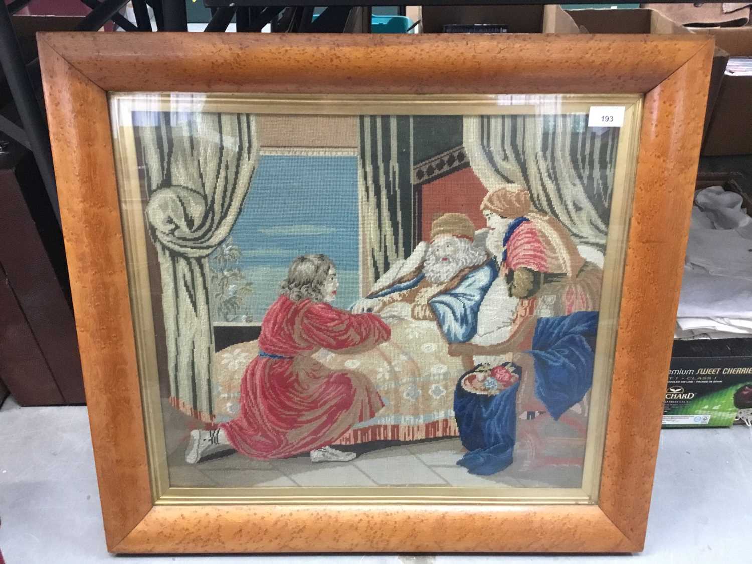 Lot 193 - Victorian embroidered wool picture of a