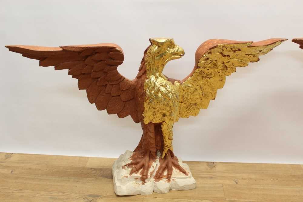 Lot 1372 - Pair of carved wood eagles/table bases