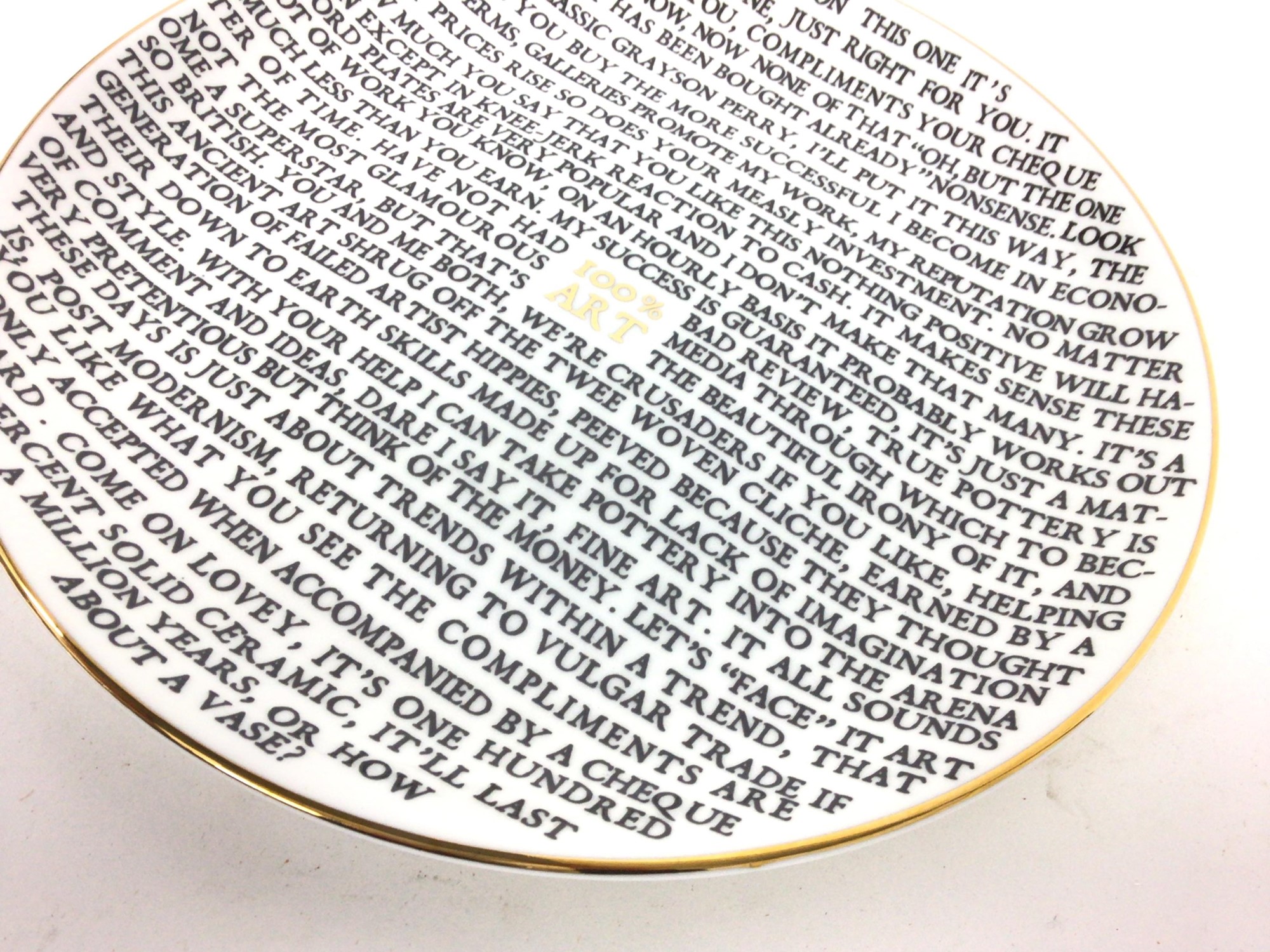 Lot 1056 - *Grayson Perry RA (b.1960) '100% Art Plate',