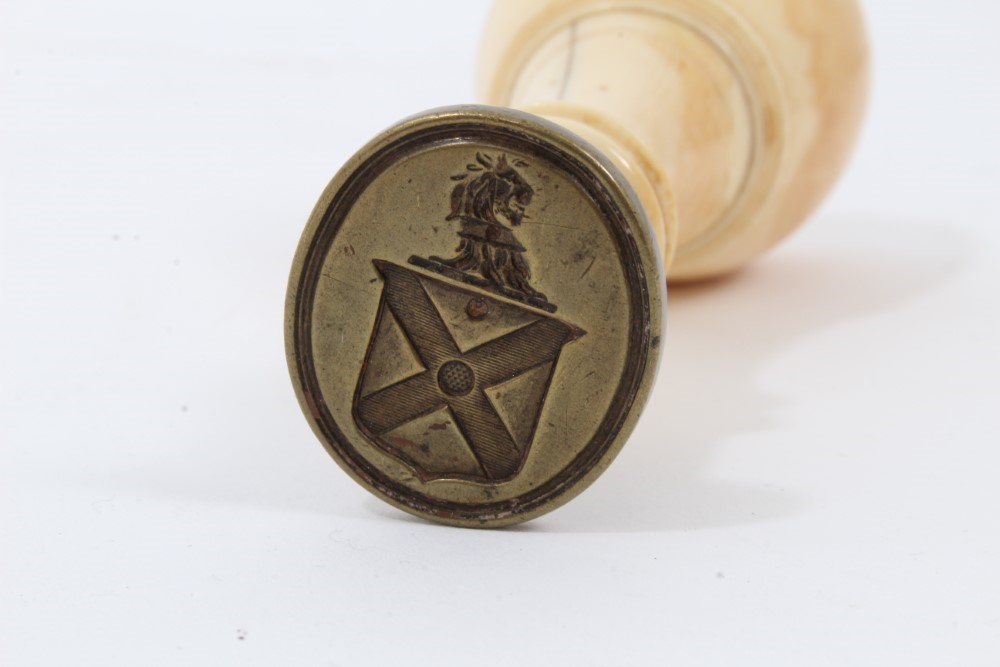 Lot 835 - 19th century desk seal, with oval brass