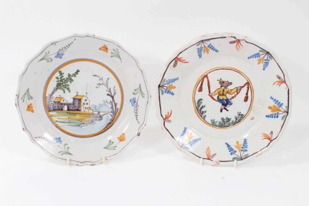 Lot 214 - Two early 19th century French faience plates