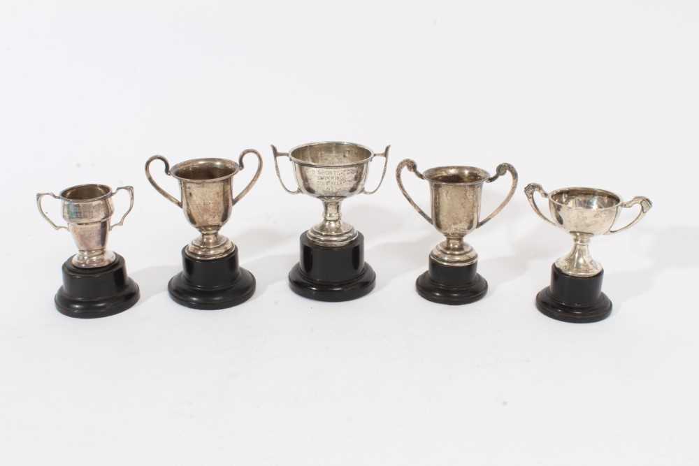 Lot 378 - George V silver miniature two handled trophy