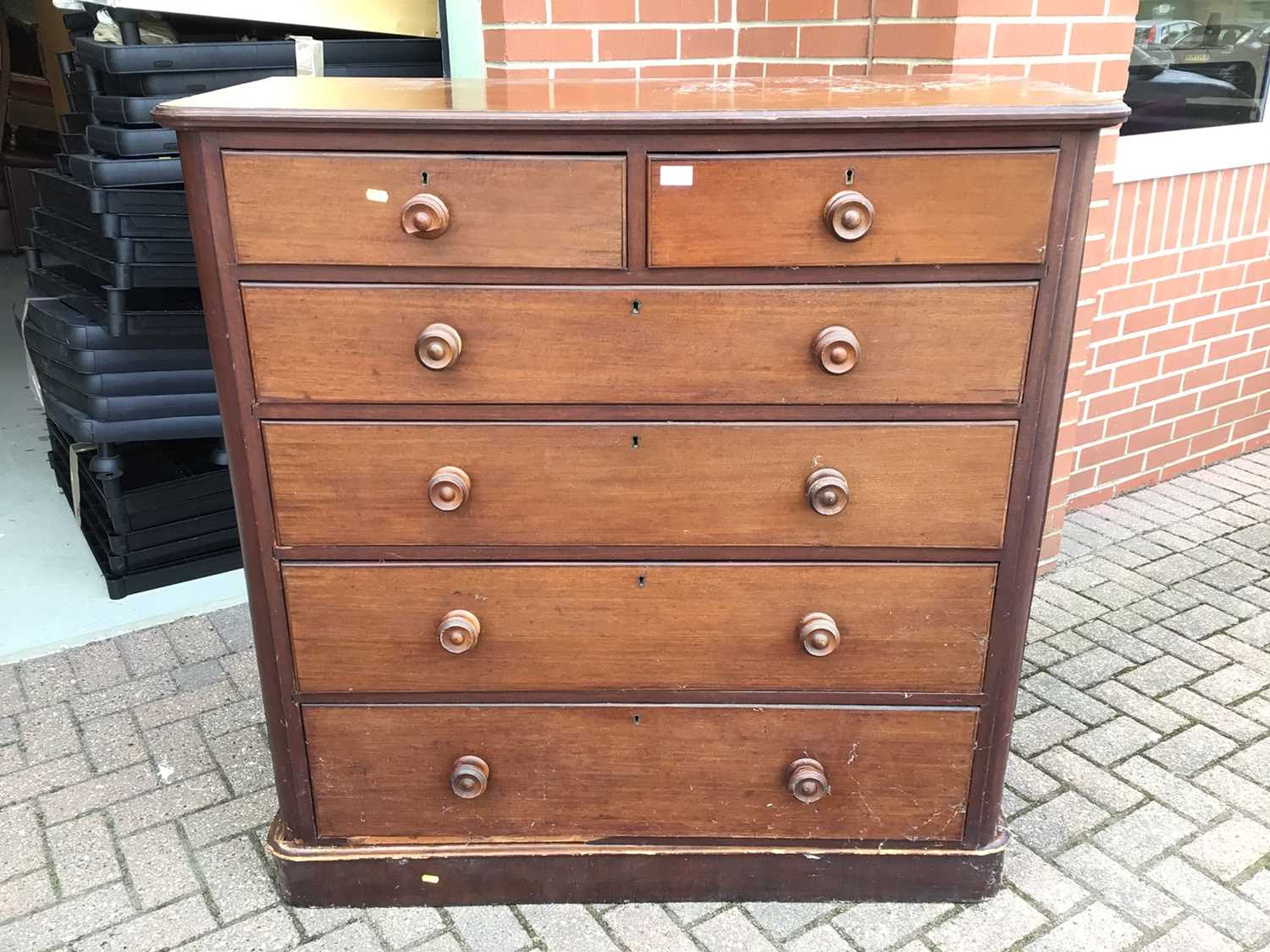 Lot 160 - Victorian mahogany chest of two short and