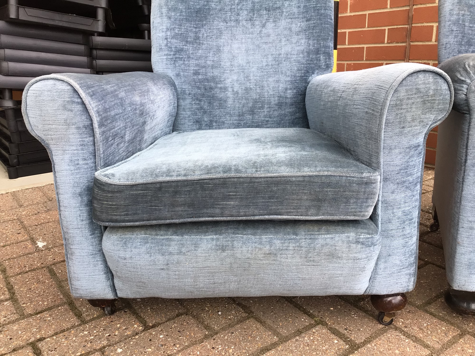 Lot 163 - Pair Edwardian tub chairs upholstered in