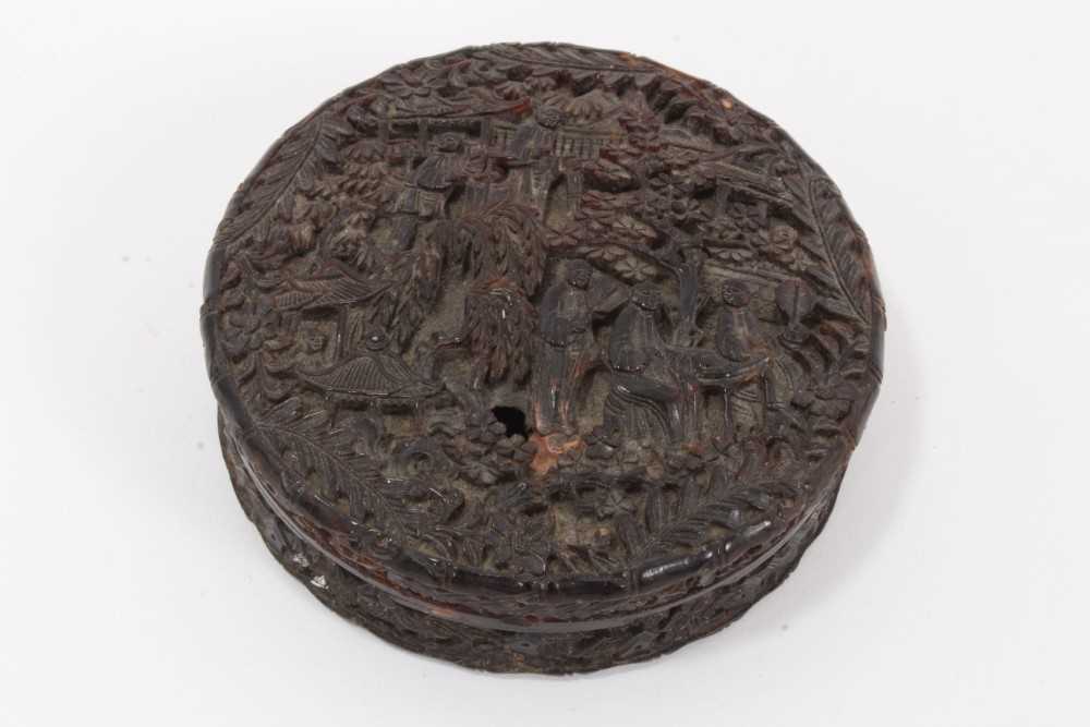 Lot 808 - 19th century Canton carved tortoiseshell