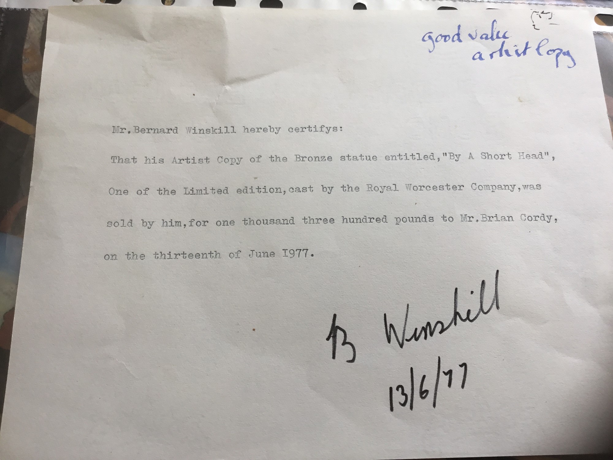 Lot 901 - Bernard Winskill (d. 1980) for Rotal