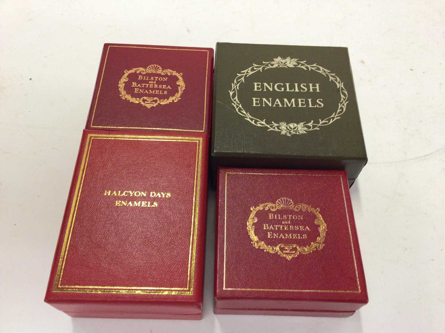 Lot 1043 - Four enamel boxes by Bilston, Halcyon Days